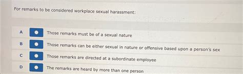 solved for remarks to be considered workplace sexual