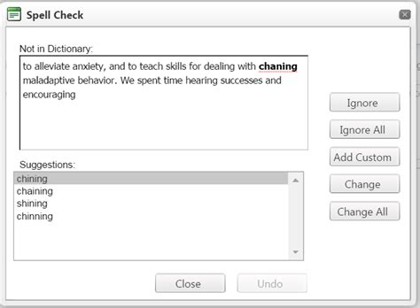 Spell Check Window Field Definitions