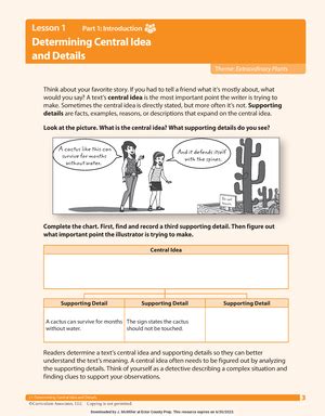Central Idea And Supporting Details Iready Answer Key Determining