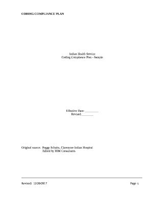 Coding Compliance Plan Sample Doc Template PdfFiller