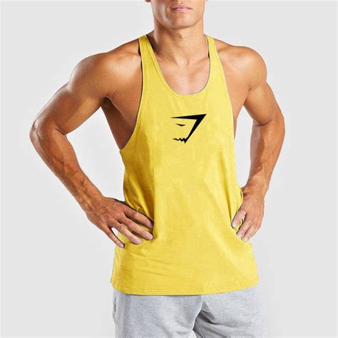 Muscleguys Mens Yback Racerback Tank Tops Causal Algodón Gymshark Logo
