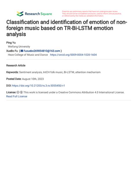 Pdf Classification And Identification Of Emotion Of Non Foreign Music Based On Tr Bi Lstm
