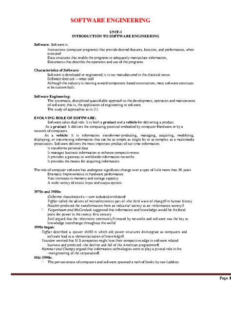 Se Notes Unit I Introduction To Software Engineering Software