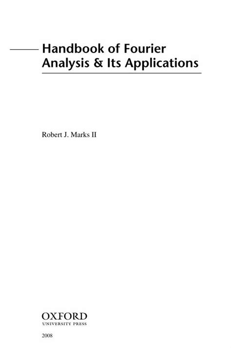 Pdf Handbook Of Fourier Analysis And Its