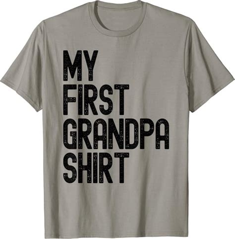 Mens My First Grandpa Shirt Funny New Grandfather T Shirt