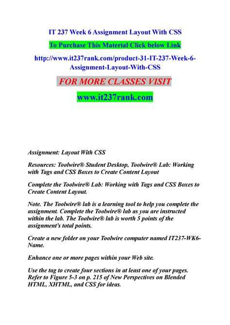 It 237 Week 6 Assignment Layout With Css By Manu3c Issuu