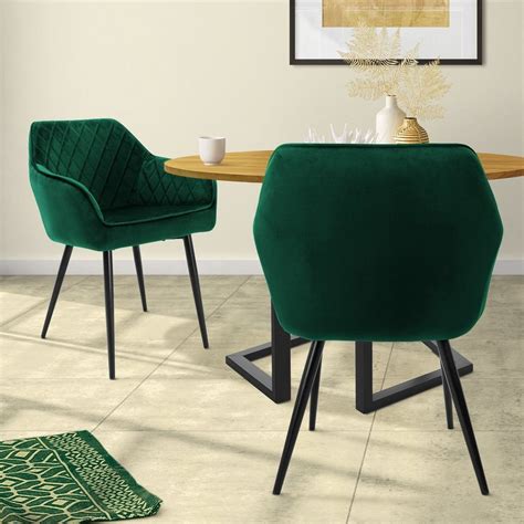 Ml Design Stuhl Esszimmerstuhl 2er Set Dunkelgrün Samtbezug Mit