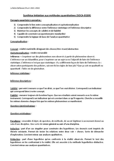 Synthèse Soca D209 Notes Descriptives Synthèse Initiation Aux