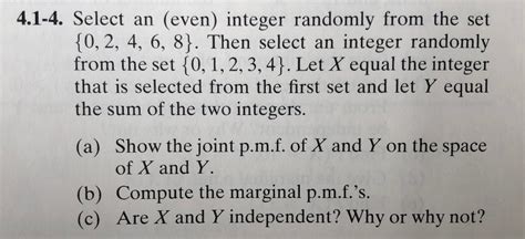 solved 4 1 4 select an even integer randomly from the set