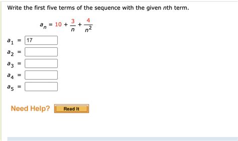 Solved Write The First Five Terms Of The Sequence With The