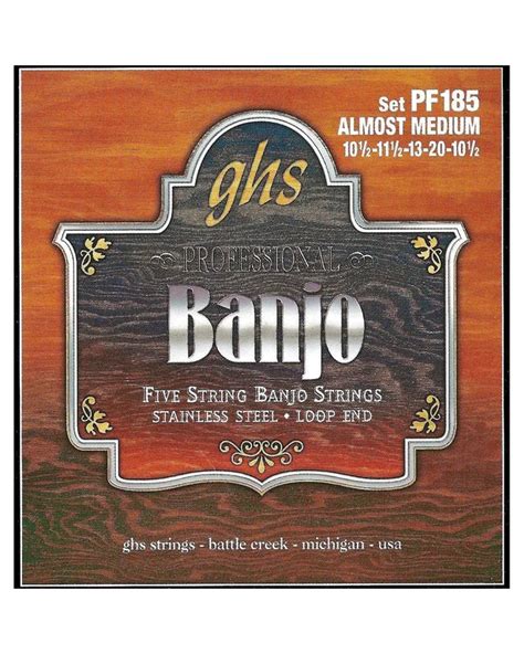 Ghs Pf185 Stainless Steel Almost Medium Gauge 5 String Banjo Strings