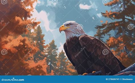 Eagle Illustration With Peaceful And Calm Vibes CartoonDealer