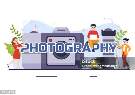 카메라와 장비로 여행 관광 모험 및 추억을 평면 만화 배경 디자인에 담는 사진 벡터 일러스트레이션 겉창에 대한 스톡 벡터 아트 및 기타 이미지 Istock