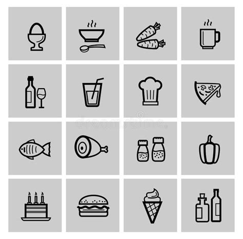 Iconos De La Comida Y De La Bebida Del Menú Del Vector Fijados