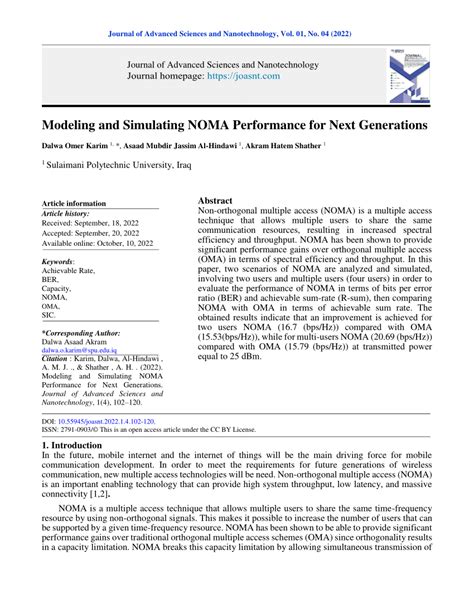 Pdf Modeling And Simulating Noma Performance For Next Generations