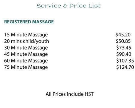 Our Rates Eminence Massage Therapy
