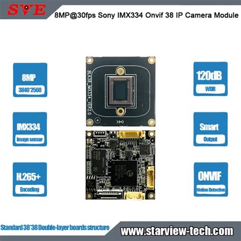 8mp Sony Imx334 Cmos Sensor H 265 100db Wdr Onvif 38 38 Ip Double Layers Camera Module Support