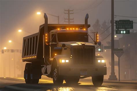 Dynamic Dump Truck In Action Powerful Load Hauling And Versatile
