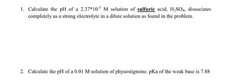 Calculate The Ph Of A M Solution Of Chegg Com