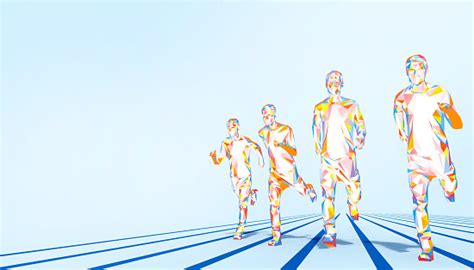 실행 조깅 남자 아트 컨셉 Lowpoly 라인 아트 크리에이티브 아이디어 템플릿 브로셔 전단지 블루 파스텔 배경에 프리젠 테이션