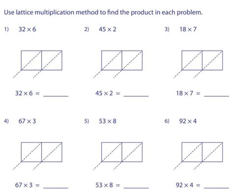 Lattice Multiplication Worksheets 3 By 3 Pdf Free Printable