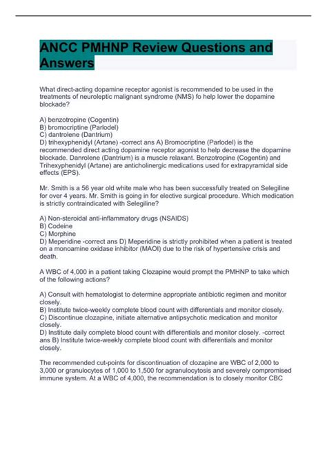 Ancc Pmhnp Review Questions And Accurate Answers 2023 2024 Ancc Stuvia Us