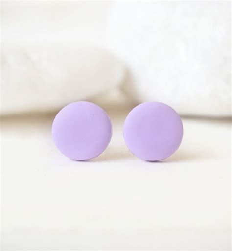 Lavender Earrings Lavender Stud Earrings Round Pastel Lavender Etsy