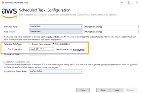 Publish Container To Aws Wizard Does Not Remember The Schedule Rule Type For Ecs Scheduled Tasks