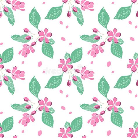 Cherry Blossom Branch With Hand Drawn Sakura Flower Sakura Pattern