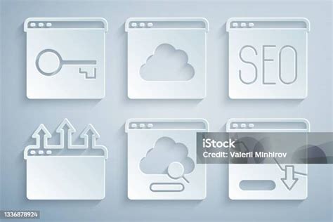클라우드 기술 데이터 전송 설정 Seo 최적화 브라우저 창 재무 성장 감소 Ssl 아이콘으로 사이트 보안 벡터 3차원 형태에 대한 스톡 벡터 아트 및 기타 이미지