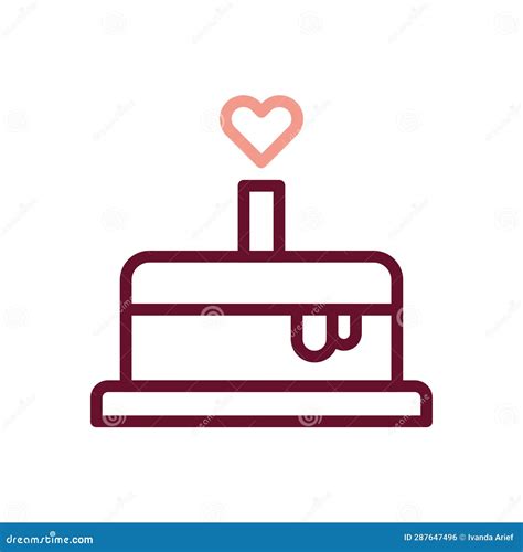 Cake Love Icon Duocolor Brown Beige Style Valentine Illustration Symbol