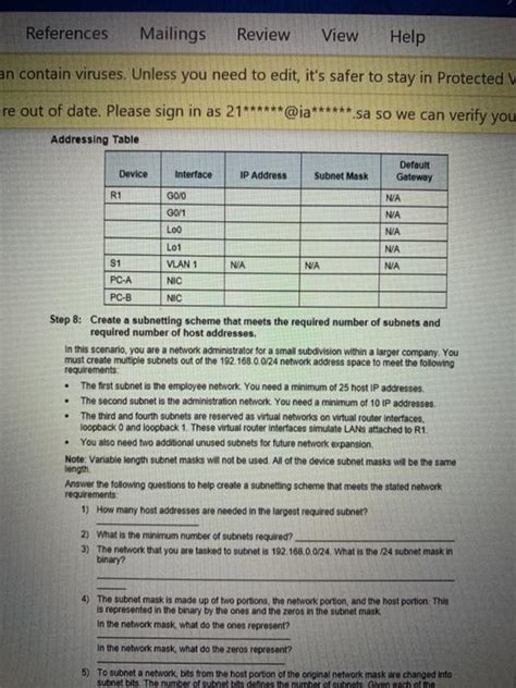 Solved Part Application Of Subnetting To Develop Network Chegg Com