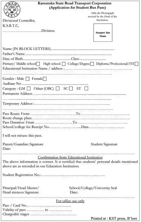 Ksrtc Student Bus Pass Online Application 2024 Pdf Form