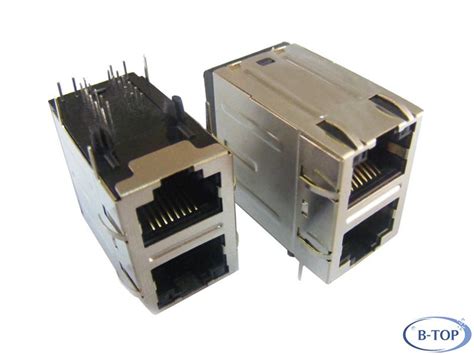 2x1 Dual Rj45 Jack With Integrated 1000mbps Magnetics And Light Pipe