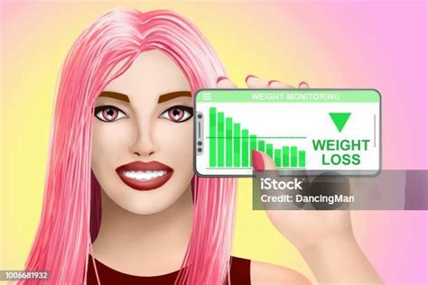 개념 체중 감량입니다 생생한 바탕에 그려진된 아름 다운 소녀입니다 일러스트 레이 션 가냘픈에 대한 스톡 사진 및 기타 이미지 가냘픈 귀여운 규모 Istock