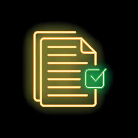 Neon Icon Representing Validating Documents With Check Mark 52806887 Vector Art At Vecteezy