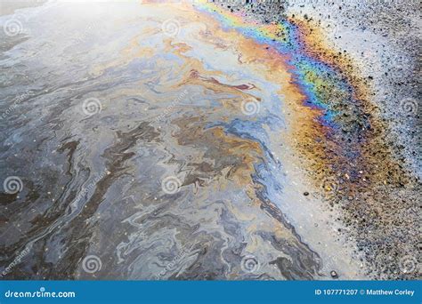 Oil Sheen On Water Stock Image Image Of Runoff Grease 107771207