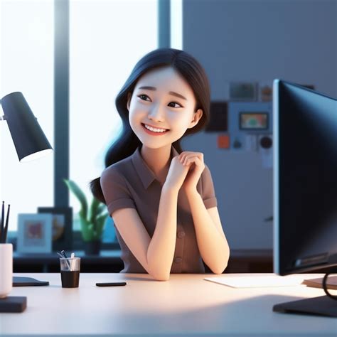 premium ai image a man in a blue jacket stands in front of a computer