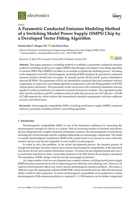 Pdf A Parametric Conducted Emission Modeling Method Of A Switching Model Power Supply Smps