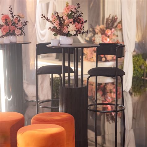 Black Ribbed Cocktail Bar Table Hire