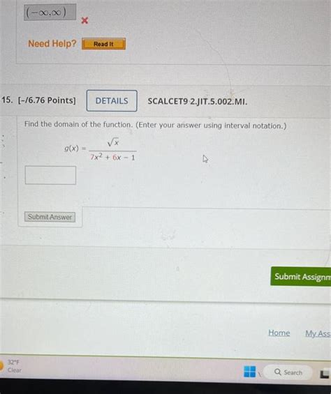 Solved Find The Domain Of The Function Enter Your Answer