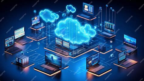 Premium Photo Cloud Technology Cloud Computing Devices Connected