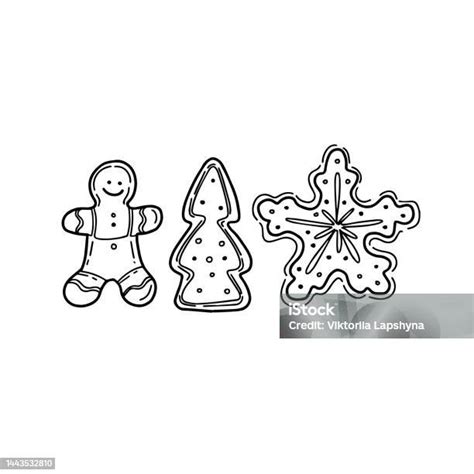 Makanan Natal Tradisional Ilustrasi Roti Jahe Dalam Gaya Doodle
