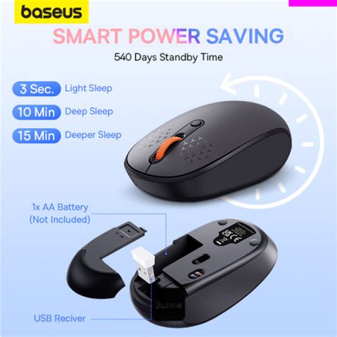 Baseus F01B Tri-Mode Wireless Mouse | Lightweight, Silent Buttons DPI ...