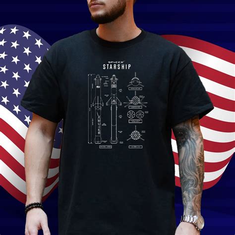 Spacex Starship Schematic Blueprint T Shirt