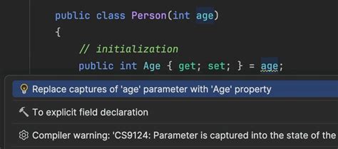 primary constructors using c 12 in rider and resharper the
