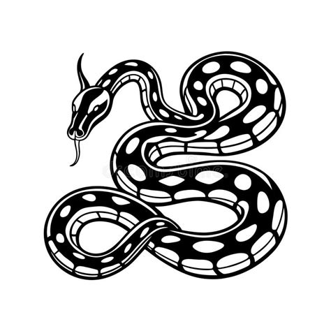 Majestic Reticulated Python Linocut Arts Design Stock Illustration