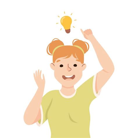 Premium Vector Beaming Woman With Glowing Lightbulb Having Idea