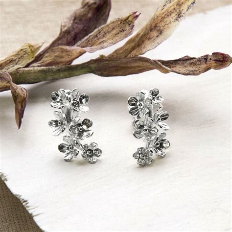 Sterling Silver Forget Me Not Drop Earrings By Martha Jackson Sterling