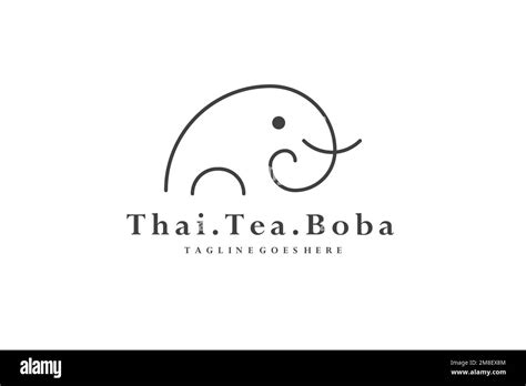 Elephant Mammoth Vector Logo Line Art Illustration Memory Icon Stock